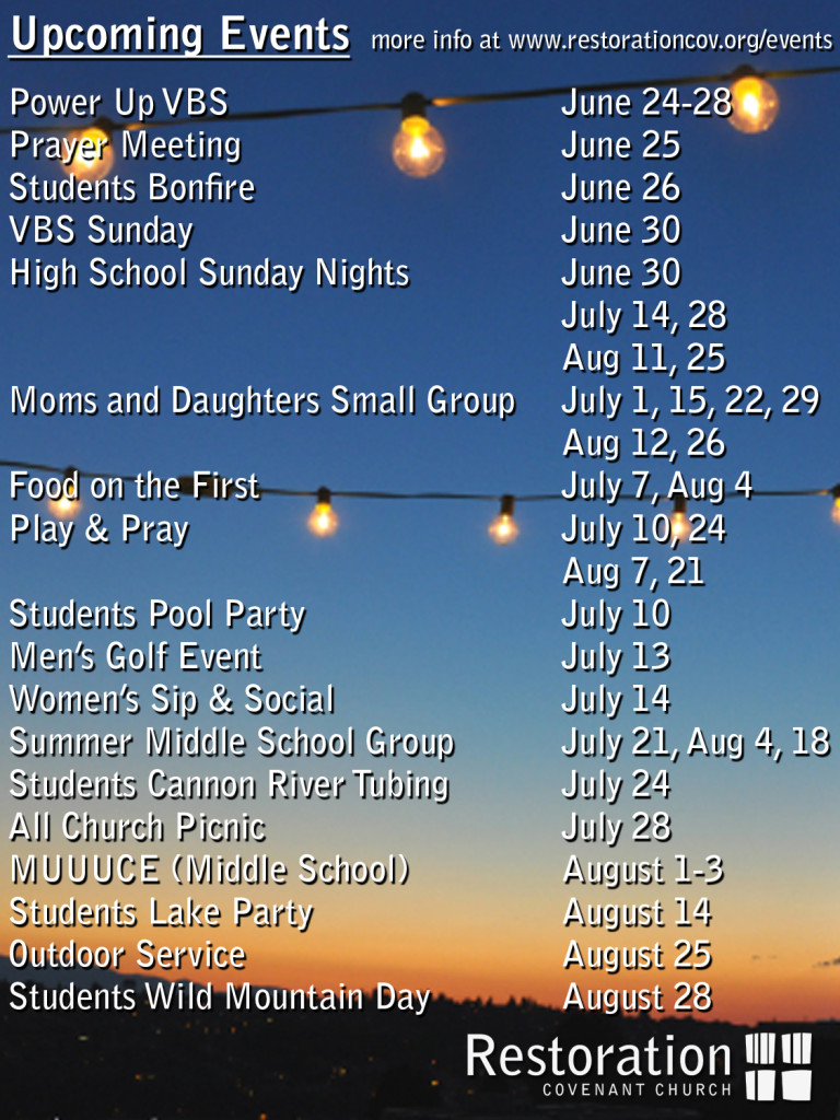 upcoming events | Restoration Covenant Church